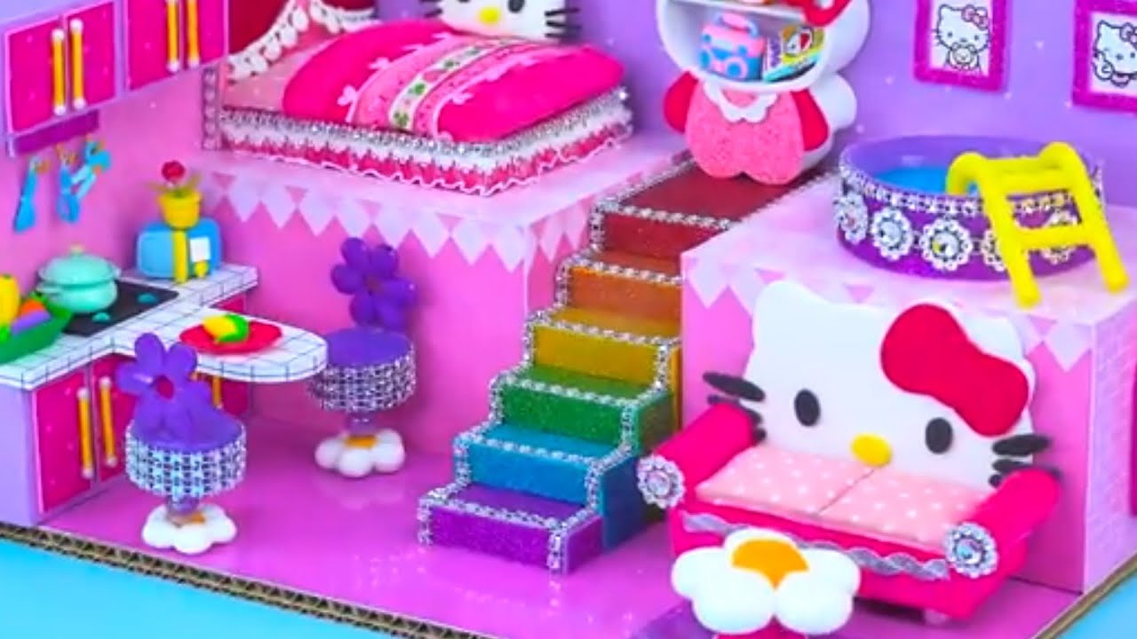 DIY Building Cute Hello Kitty Miniature House with Swimming Pool ️ ...