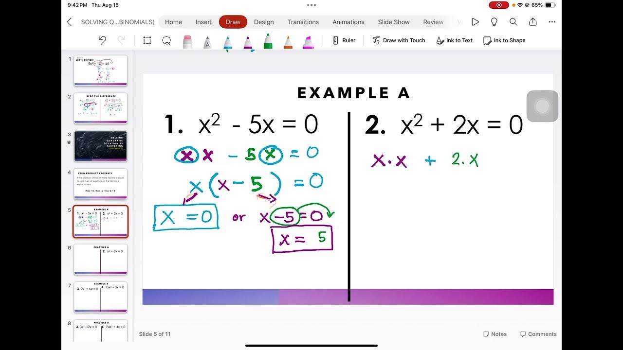 SOLVING QUADRATIC EQUATION BY FACTORING (BINOMIALS) part 1 - YouTube