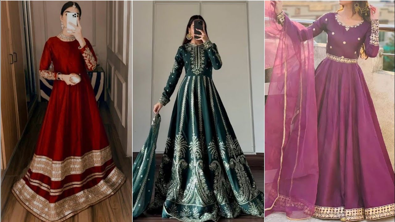 Katan silk dress designs|| maxi designs|| wedding dress designs || silk ...