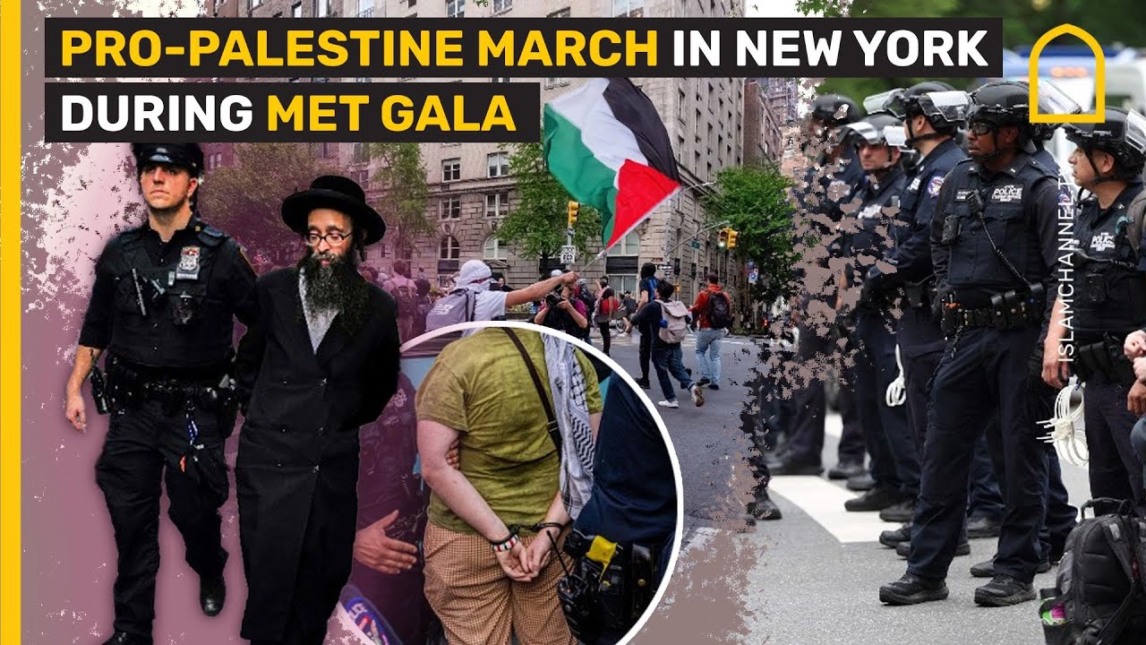 Protesters demand immediate Gaza ceasefire during 2024 Met Gala march ...