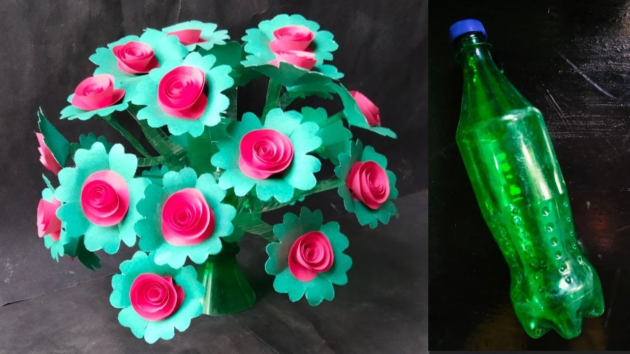 DIY Rose Flowers Guldasta made with Plastic Bottles/Paper craft ...