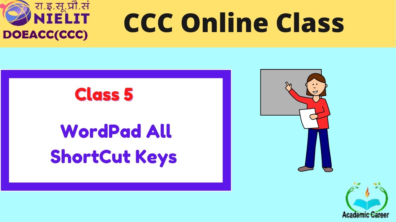 CCC Online Class 5 | WordPad All Shortcut Key | वर्डपैड शॉर्टकट कुंजी ...