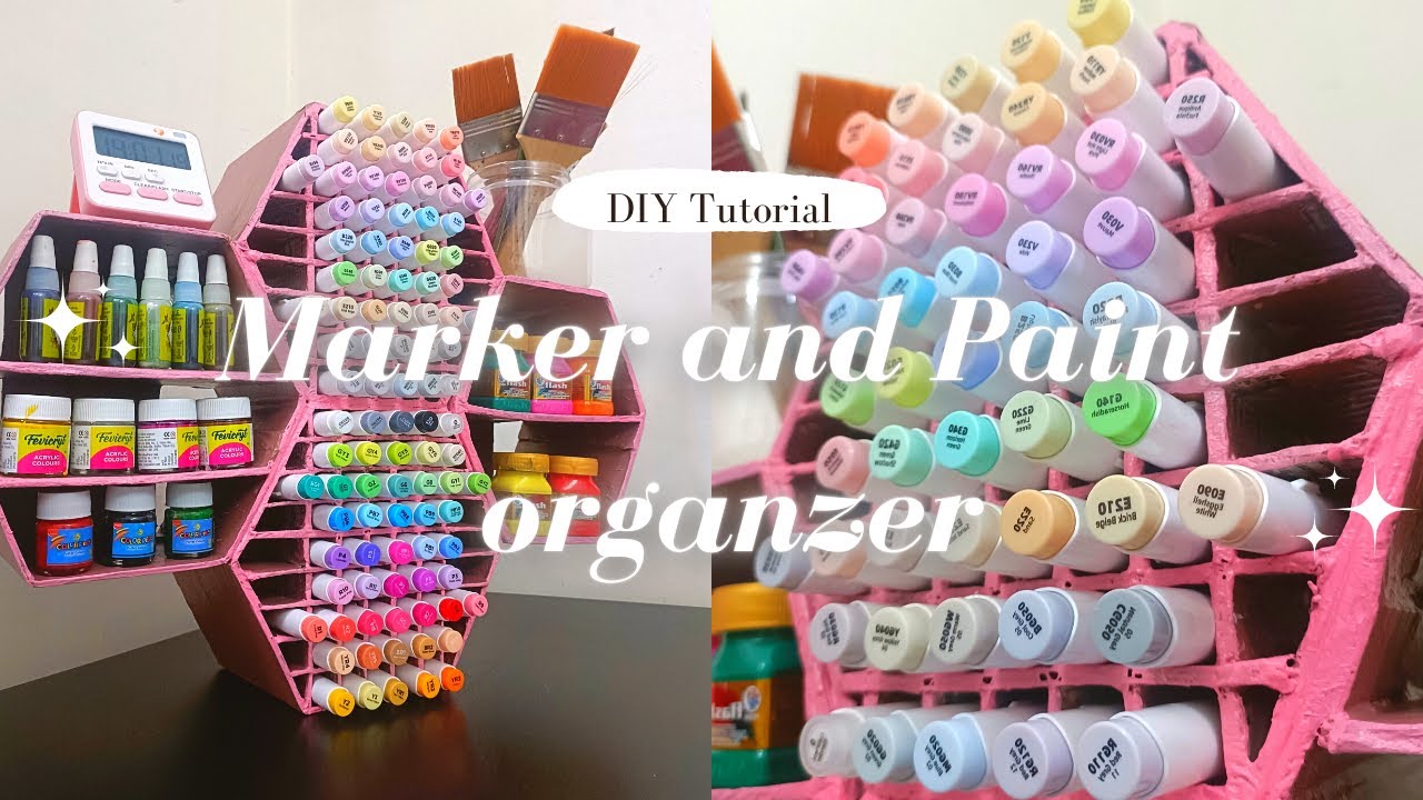How to make a Marker and Paints Organizer from Cardboard | DIY Tutorial ...