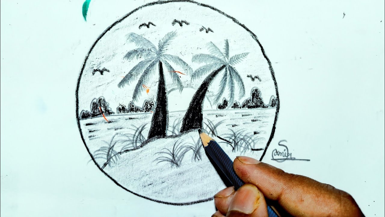 simple nature drawing step by step//Nature Drawing - YouTube