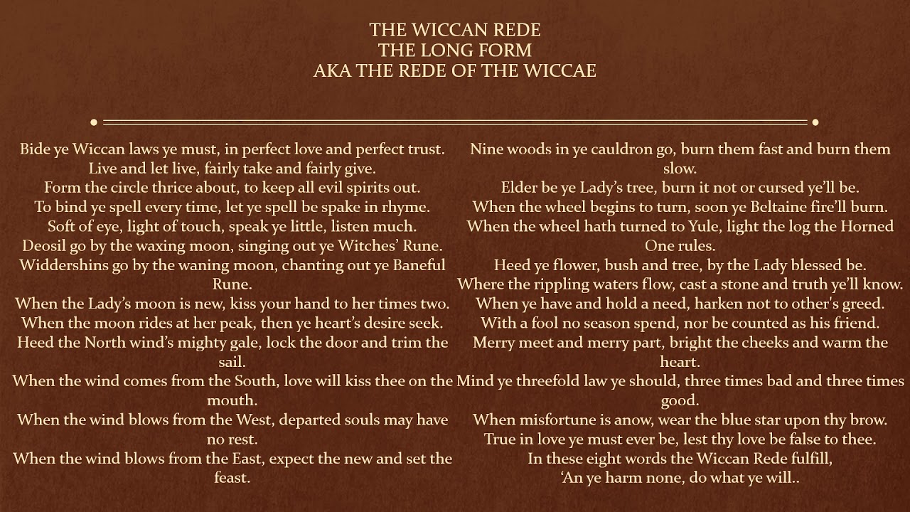 Read it to Me: The Long Form of the Wiccan Rede - YouTube