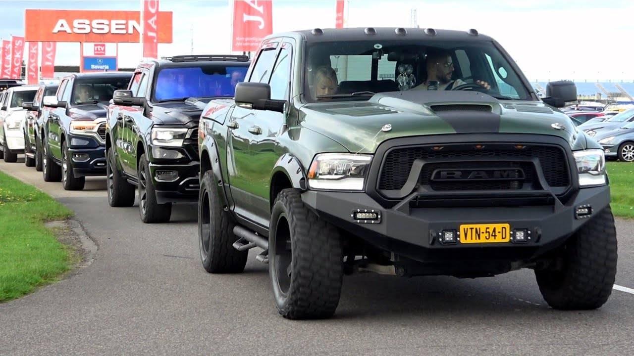 750+ Dodge RAM leaving World Record Parade TT Circuit Assen - YouTube