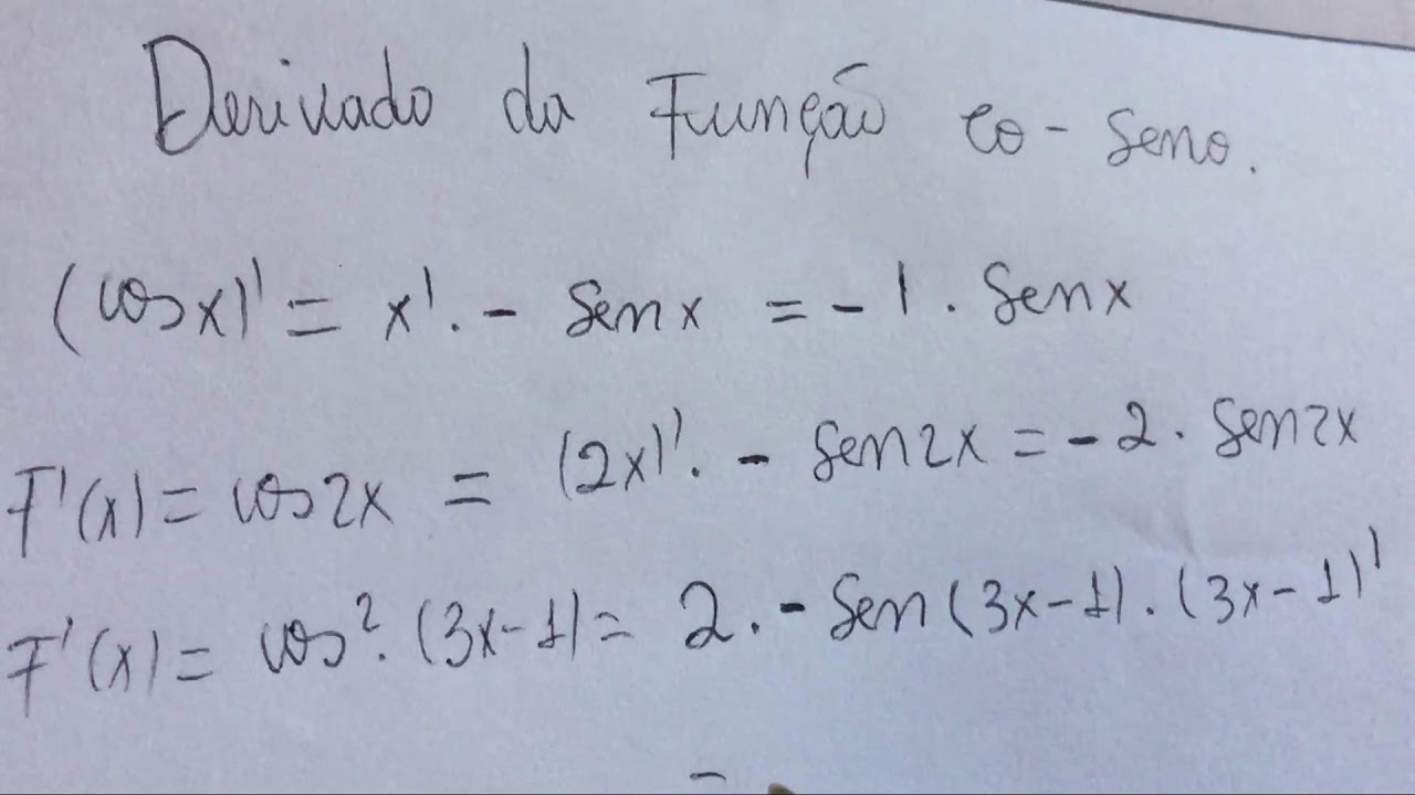 Derivada da função co-seno - YouTube