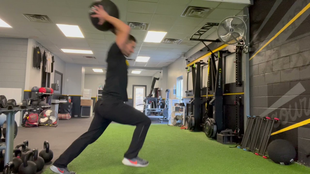 Overhead med ball throw w/ stomp - YouTube