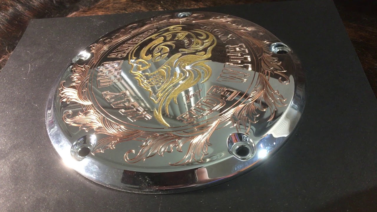 Hand engraved .HARLEY DAVIDSON DERBY COVER PART H-D 60769-06 - YouTube