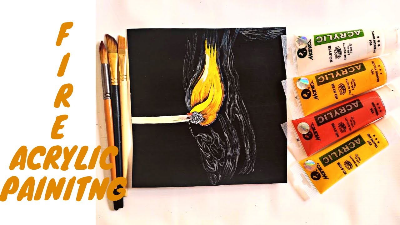 Fire Acrylic Painting On Canvas Easy Painting Tutorial For Beginners ...