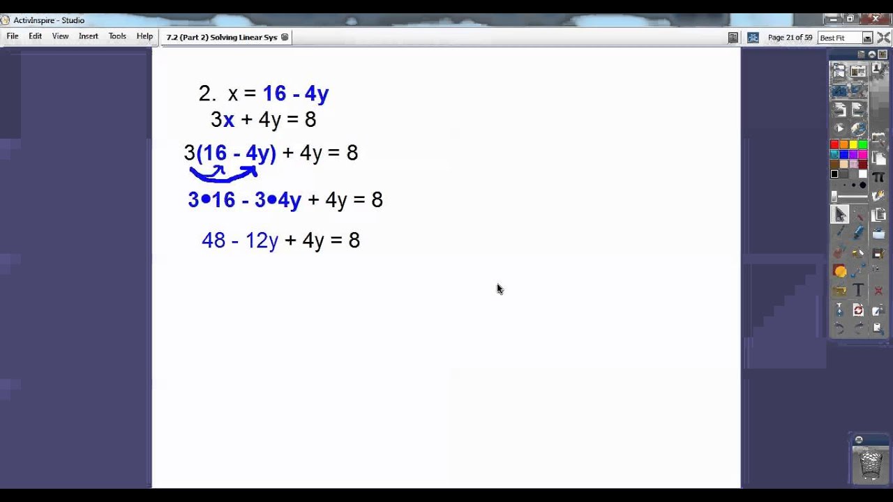 Solve Linear Systems by Substitution (Part 2) - Section 7.2 - YouTube