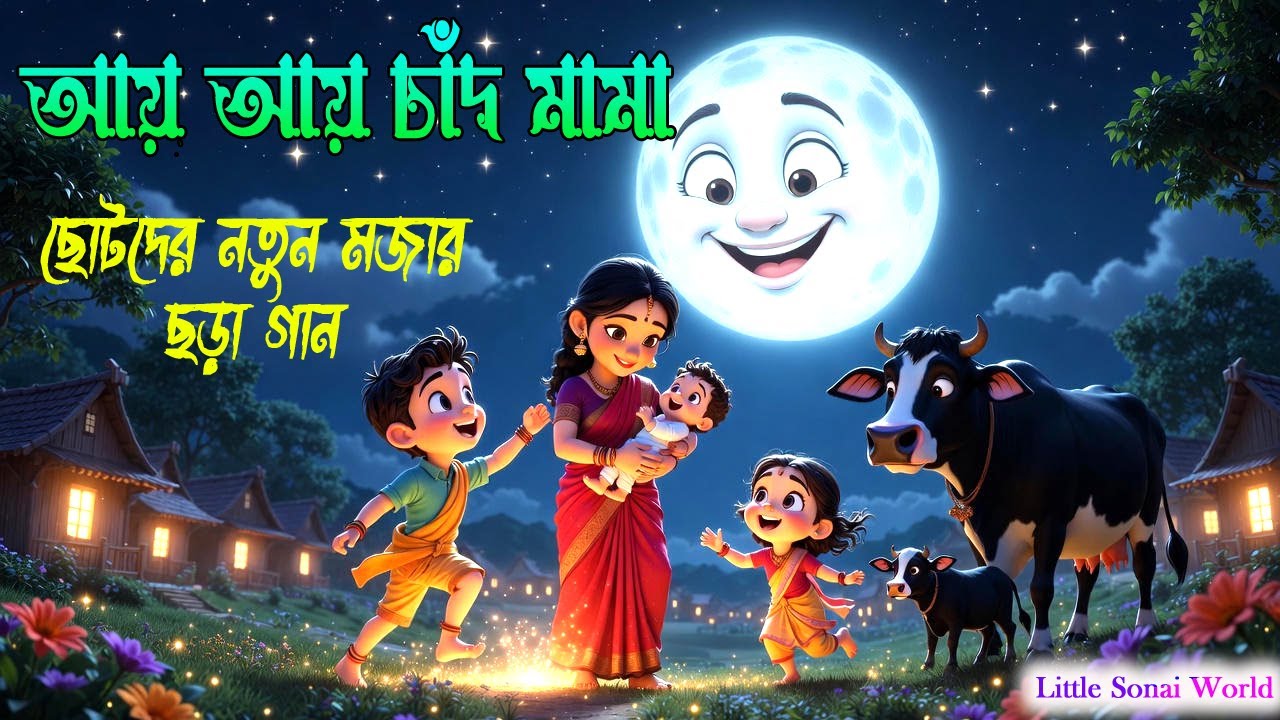 আয় আয় চাঁদ মামা 🌙 | Bengali Kids Lullaby | Nursery Rhyme Bangla ...
