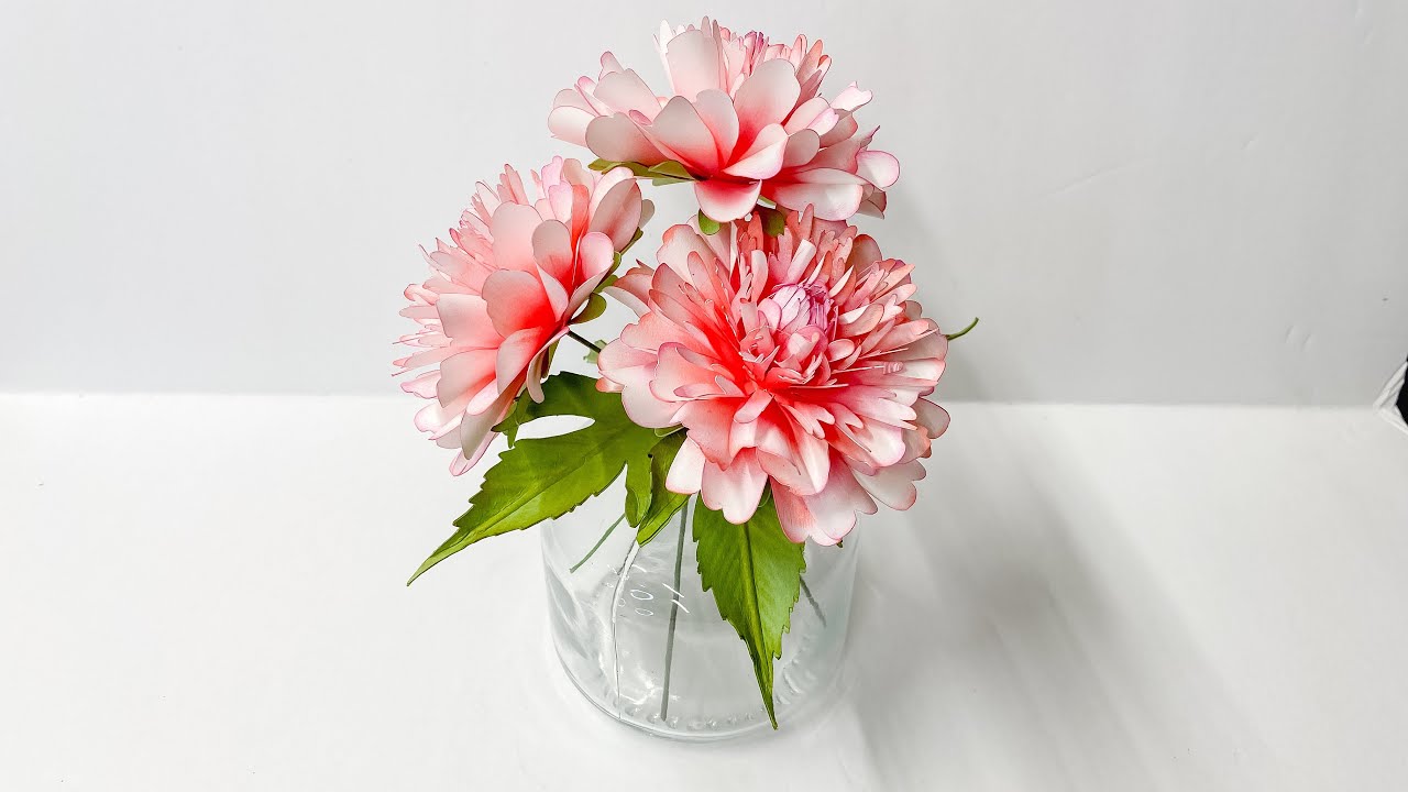 3” Stemmed Bee Mini Flower with Apache Dahlia and Paper Flower Center ...