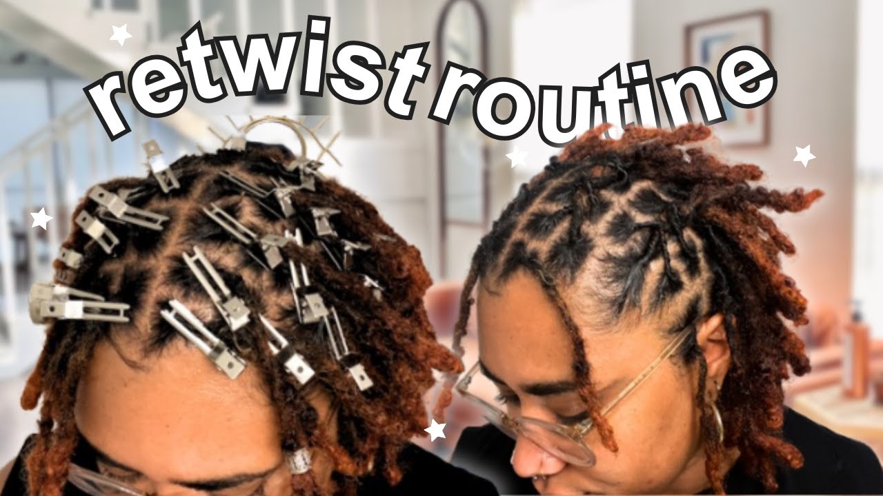 8 Month Loc Update + Retwist + Style | Starter Loc Retwist using ...