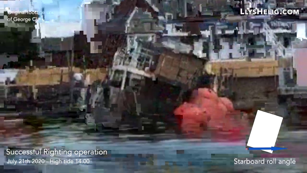 Successful righting of Llys Helig. 1922 Thornycroft Gentleman's Yacht ...