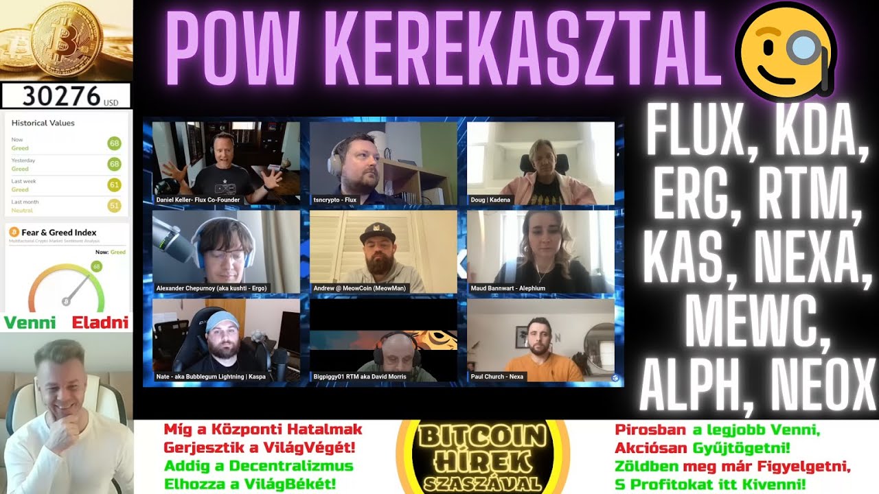 Bitcoin Hírek (1462) - PoW KerekAsztal 🧐 FLUX, KDA, ERG, RTM, KAS, NEXA, MEWC, ALPH, NEOX - YouTube