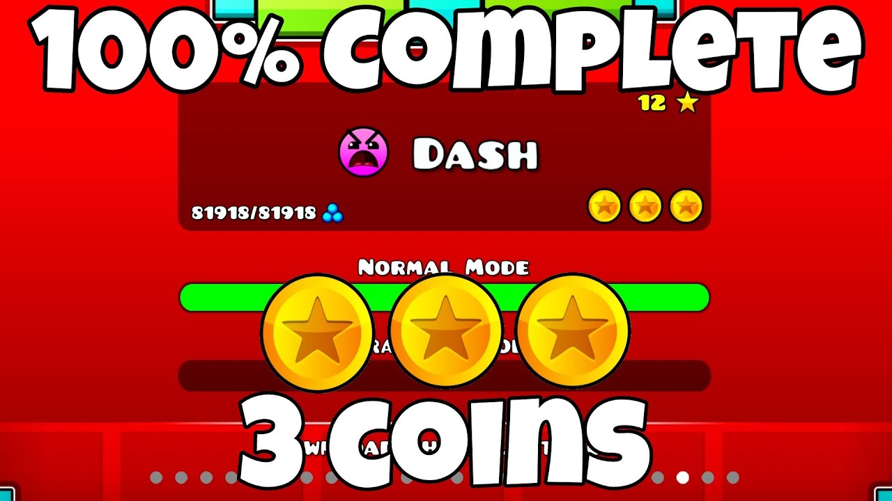 GEOMETRY DASH 2.2 | DASH 3 COINS 100% COMPLETE - YouTube