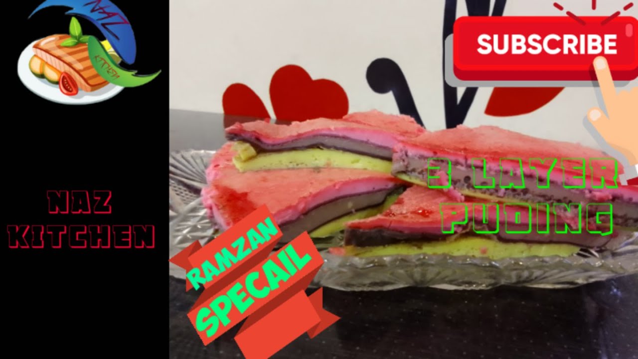 3 layer pudding|3 color pudding |3 परत हलवा | Ramzan Specials| by Naz ...