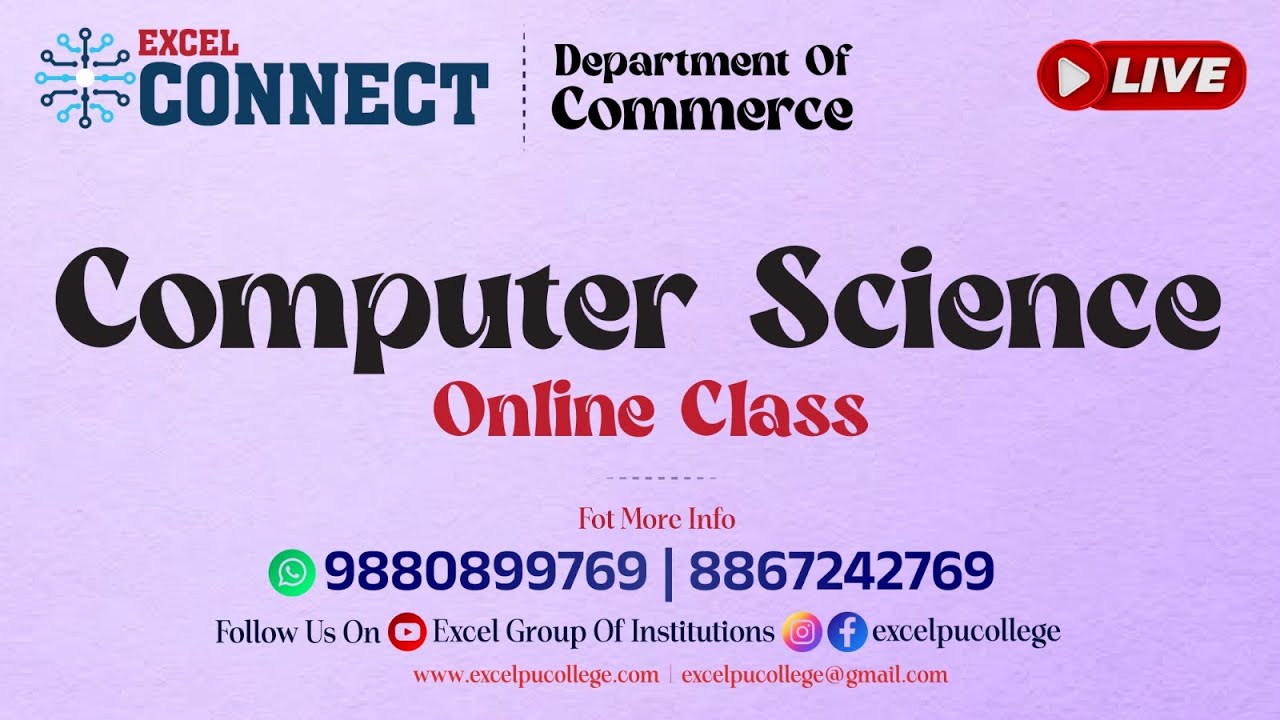 Excel Connect | Day 03 Computer Science | DEPARTMENT OF COMMERCE - YouTube