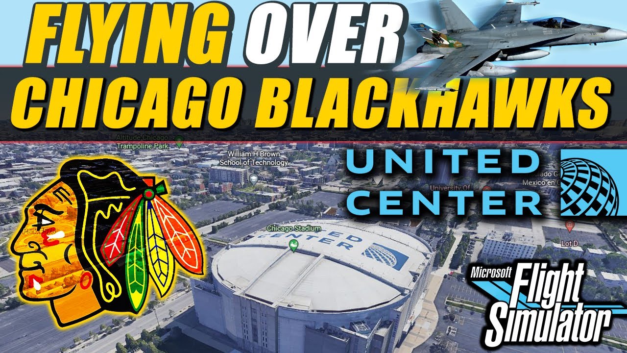 Flying Over Chicago Blackhawks United Center in Flight Sim - YouTube