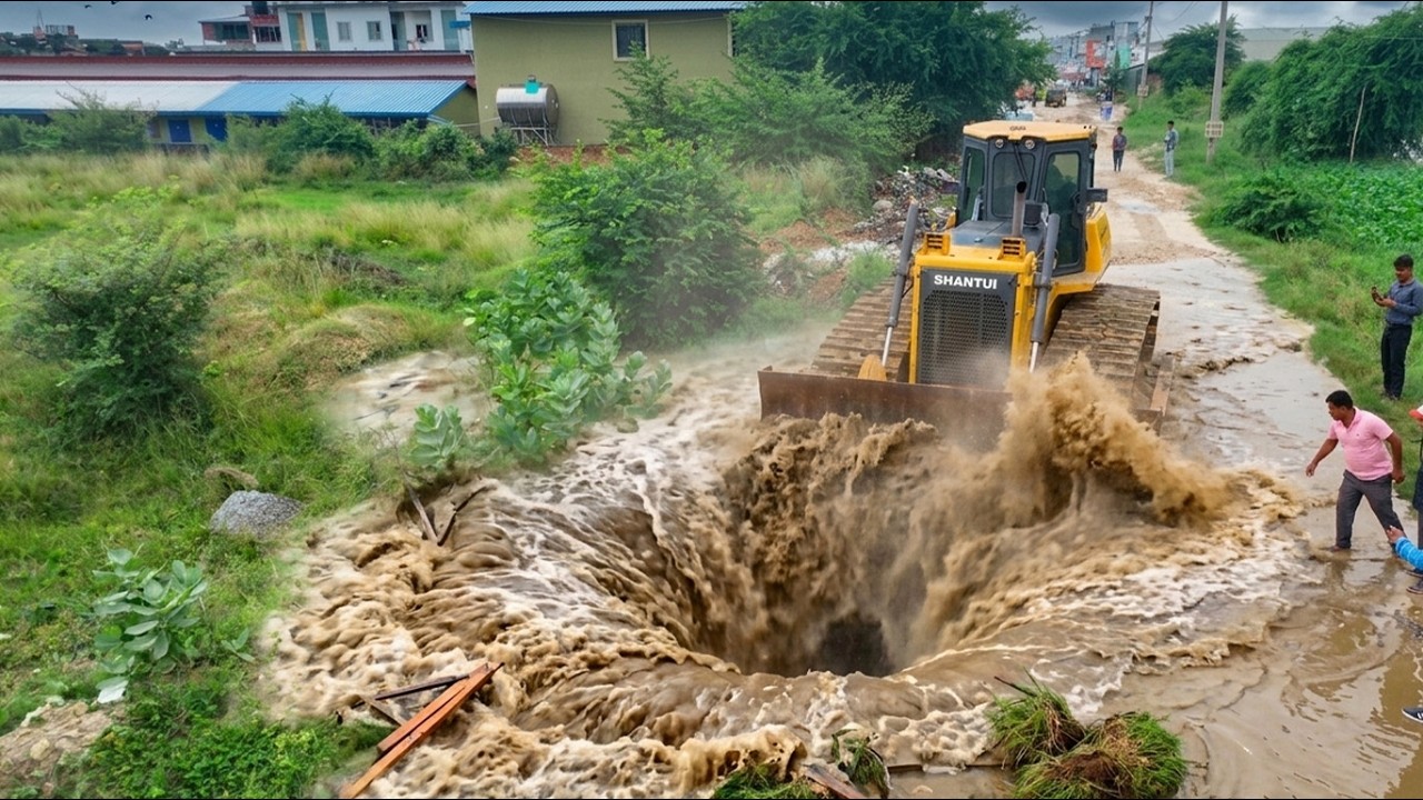 Shocking! Tractor crashes into terrifying sinkhole - YouTube