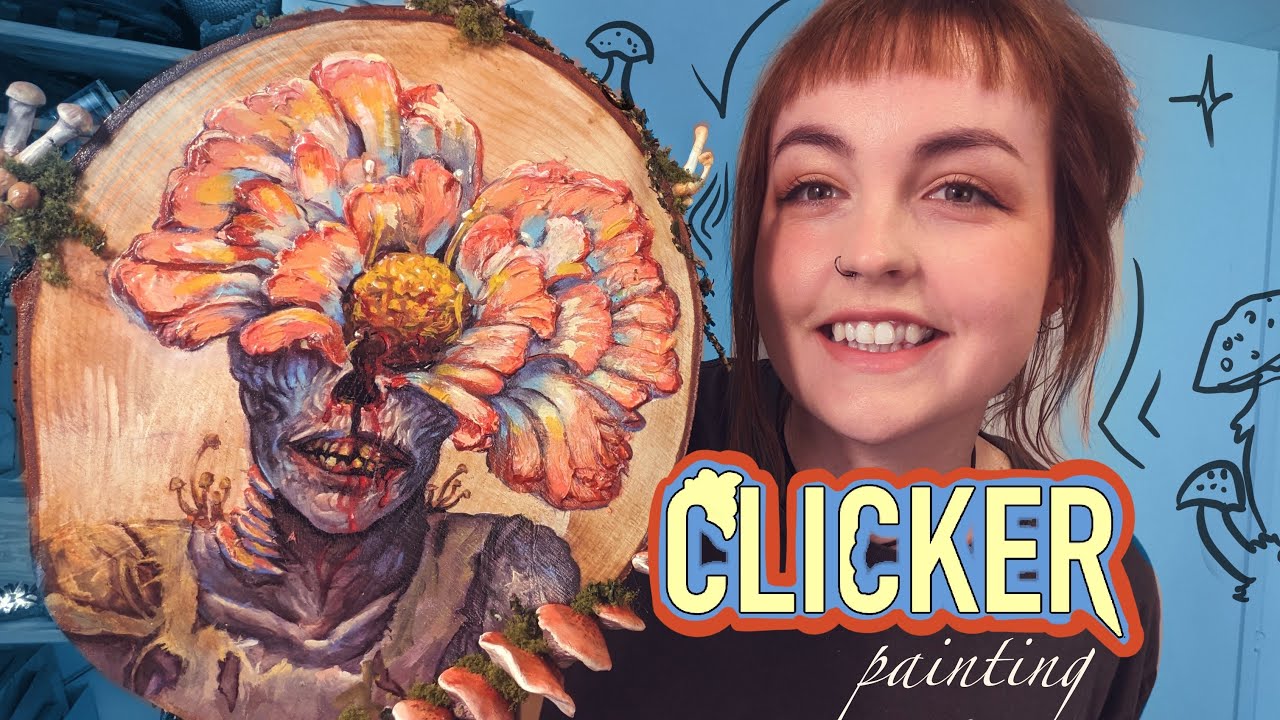 Last Of Us Painting on Wood Slice || Clicker Painting || Mushroom ...