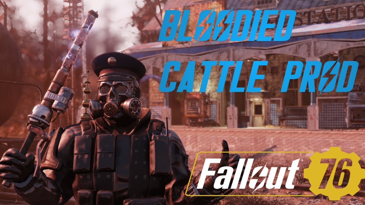 Fallout 76 - Bloodied Swing Speed Cattle Prod Weapon Showcase - YouTube