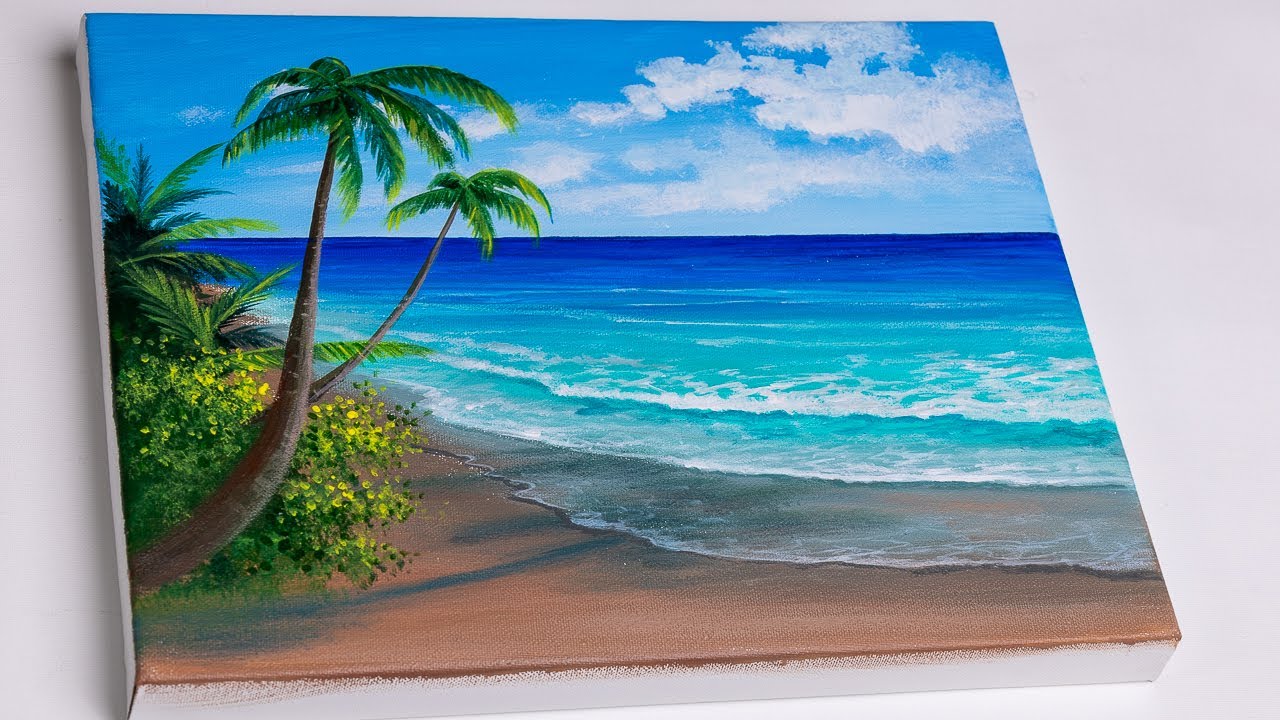 Beach Painting Seascape Painting Acrylic Painting Tutorial For