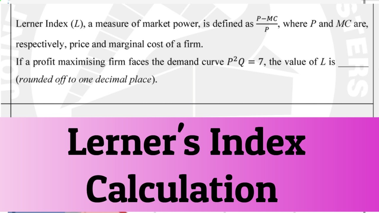lerner's Index Calculation - YouTube