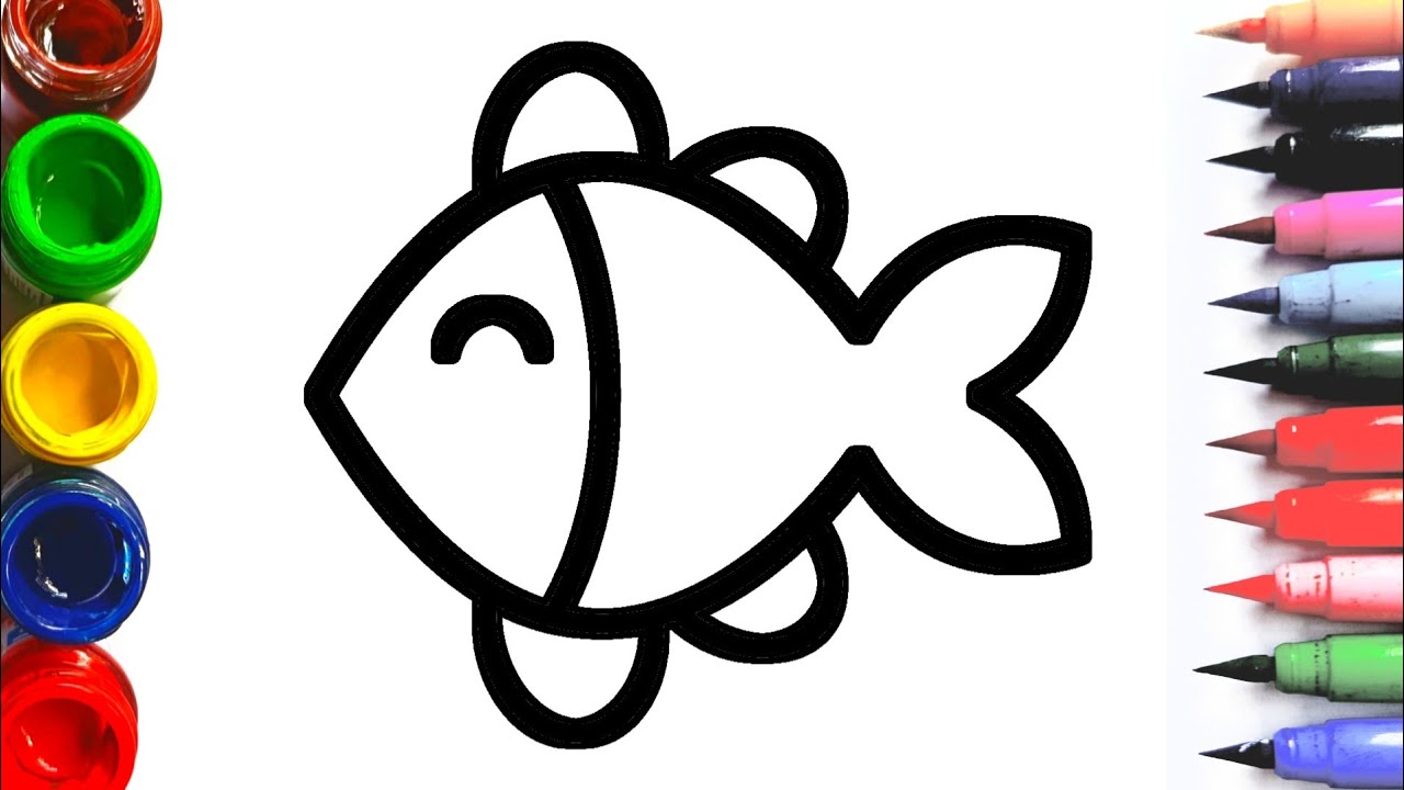 fish Drawing for kids || How to draw a fish || kids video - YouTube