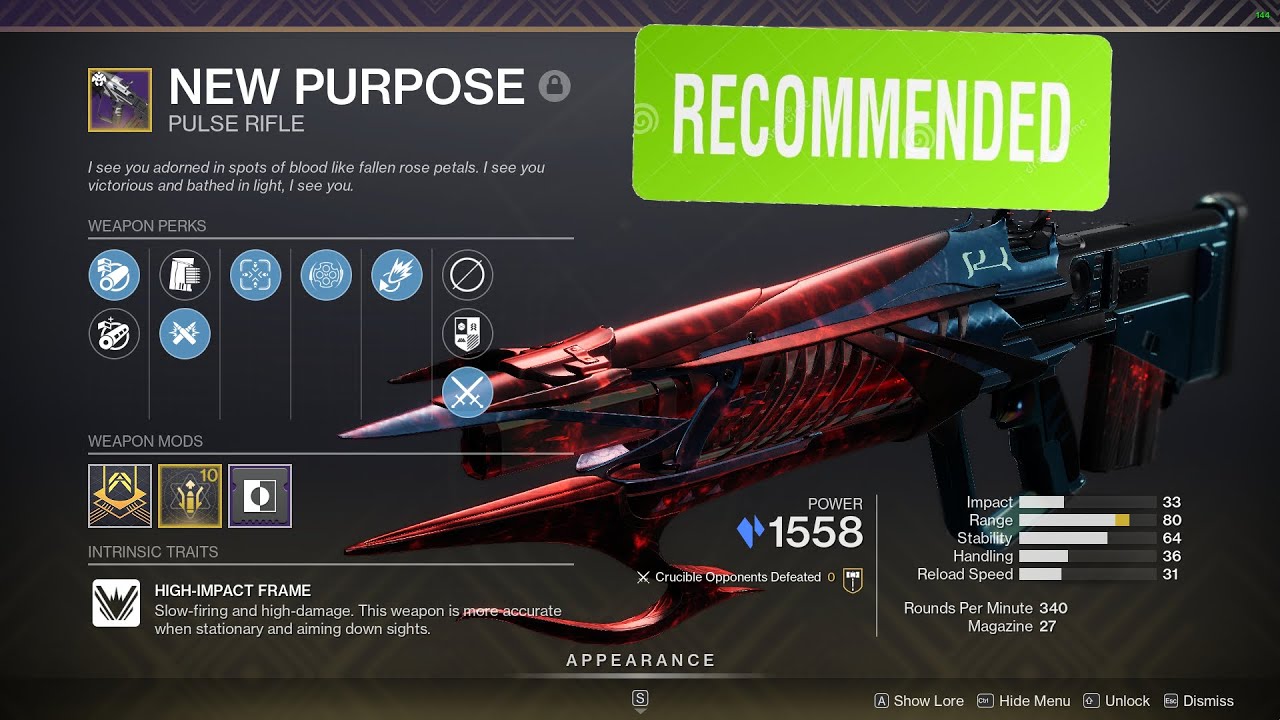 D2 Honest Weapon Reviews: New Purpose - YouTube