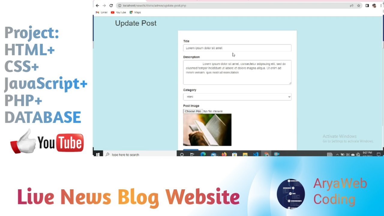 Live News Blog Website Project || Delete Post Tutorial:12 #majorproject ...