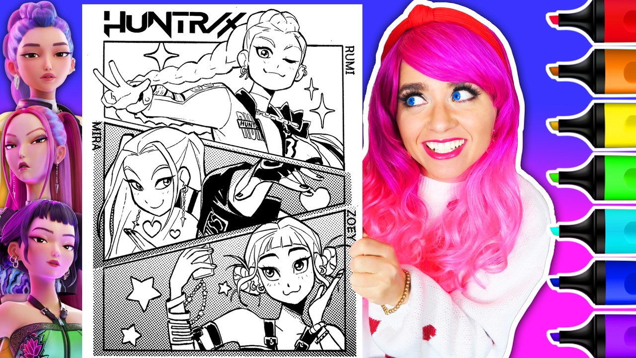 Coloring K-Pop Demon Hunters Anime Style Coloring Page | Huntrix Rumi ...