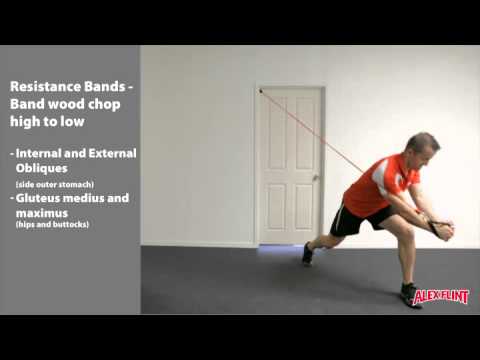 Resistance Band wood chop high to low - YouTube