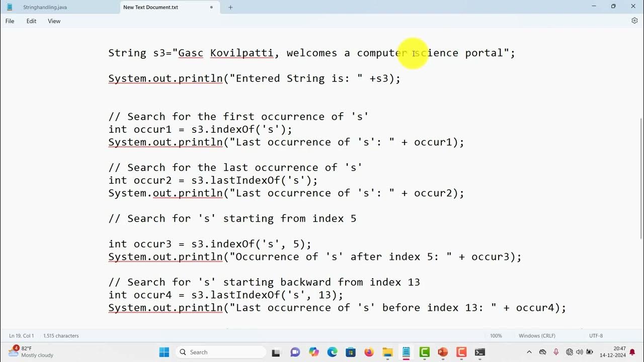 06.Write a program to do String Manipulation using Character Array and perform the following ...