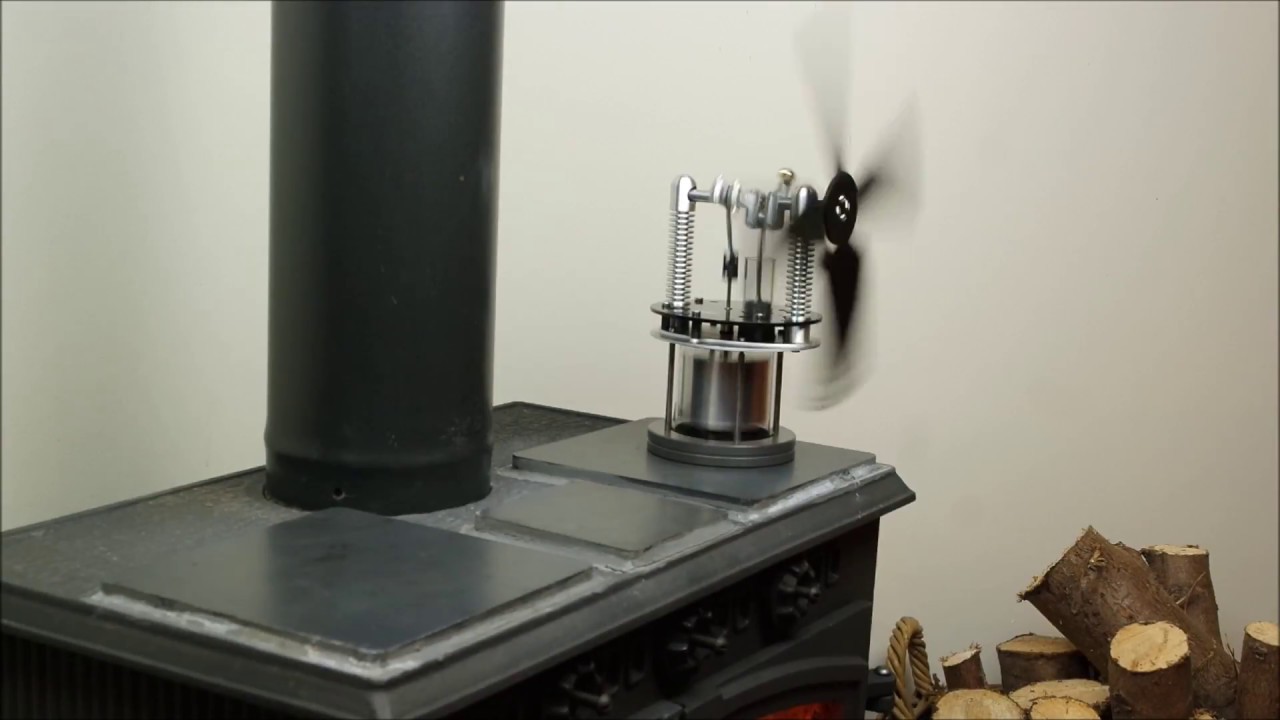Warpfive Glasshopper Stove Fan - Heat Powered Stirling Engine (Black ...