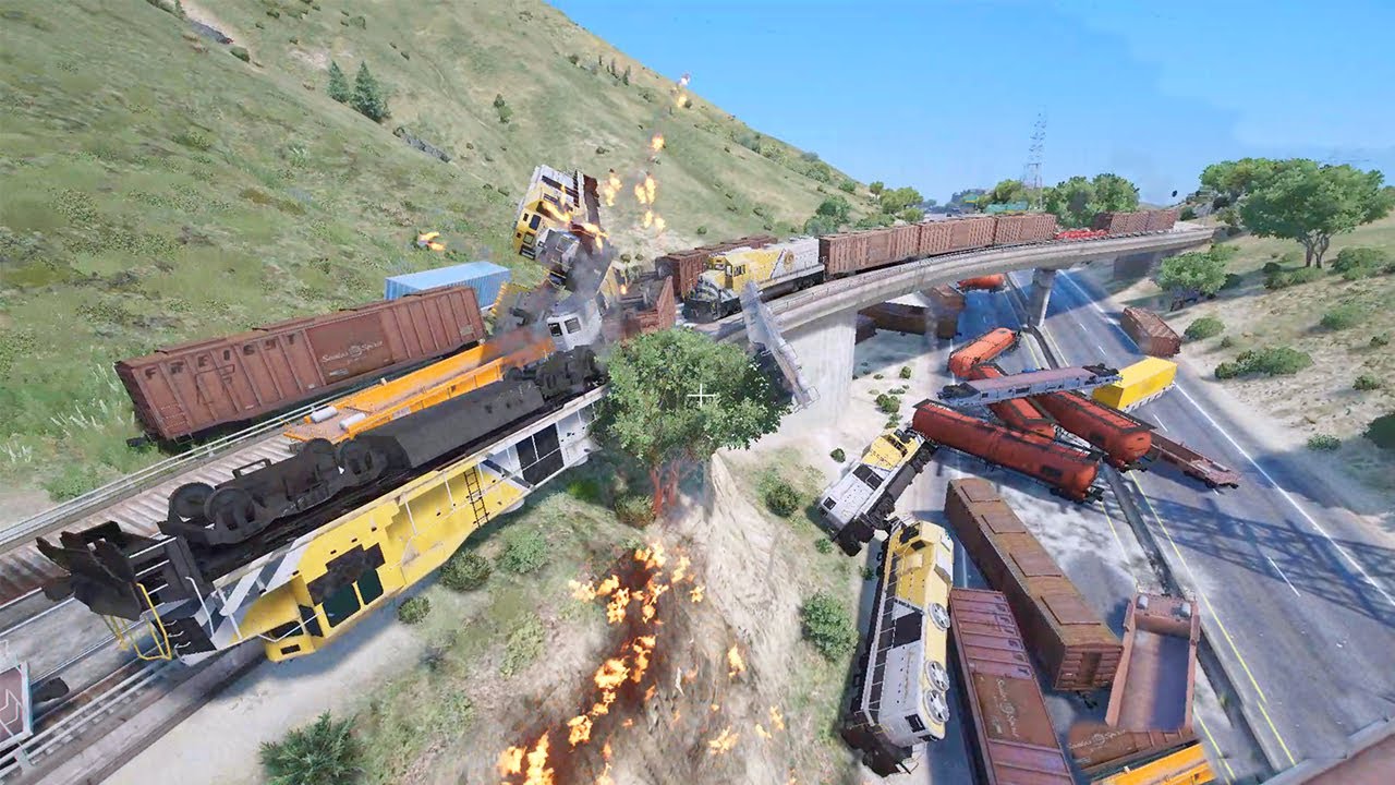 5 Deadly Train derailment In GTA 5🔥 - YouTube