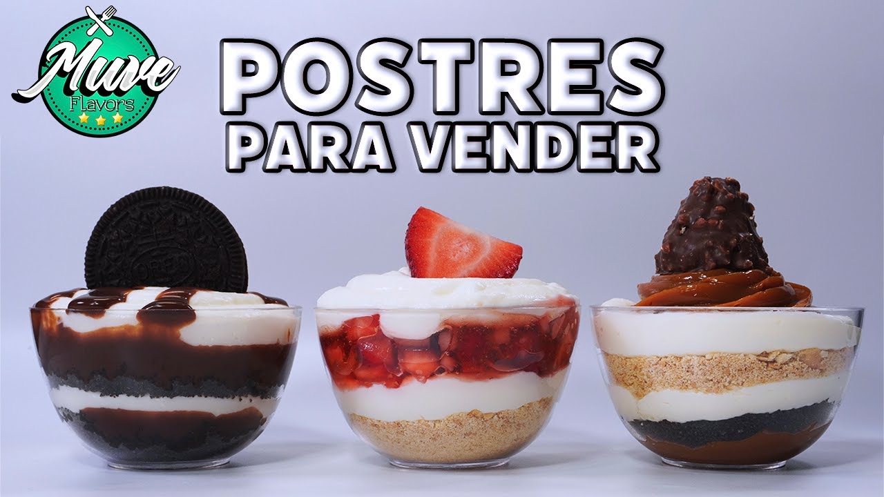 POSTRES EN VASITOS 3 SABORES IDEAL PARA VENDER | POSTRE SIN HORNO ...