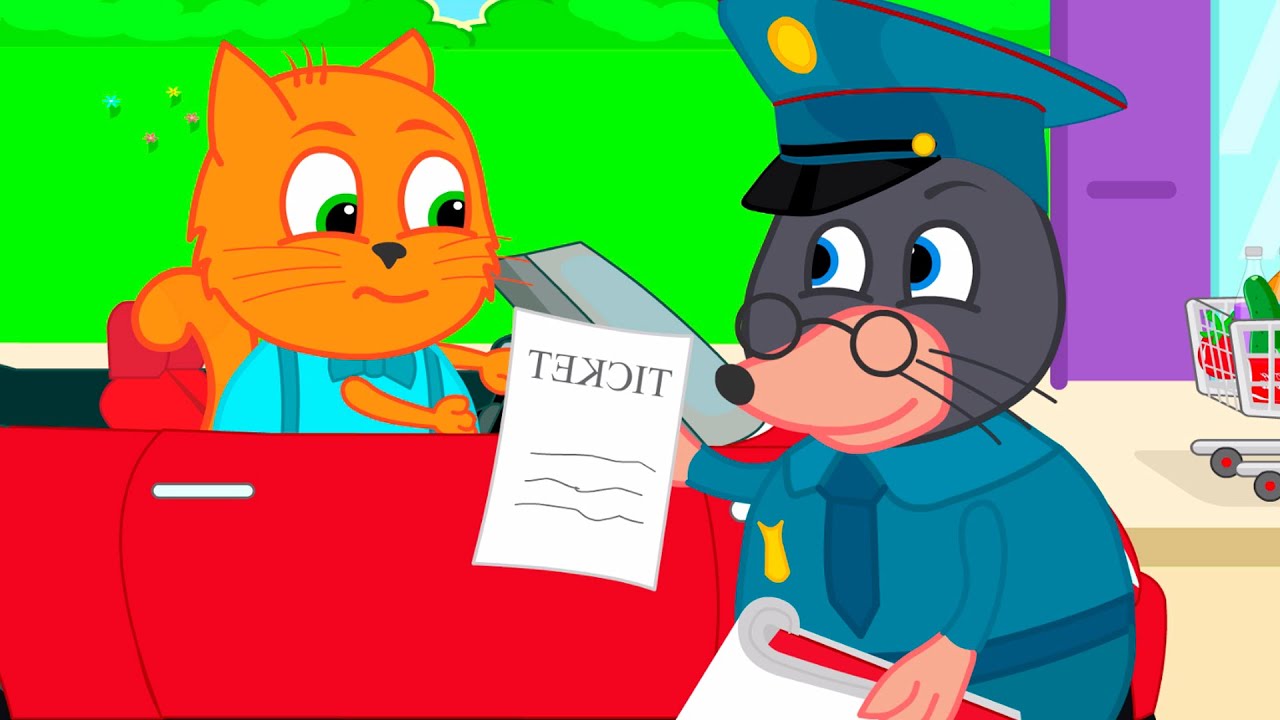 Cats Family in English - Parking Ticket Cartoon for Kids - YouTube