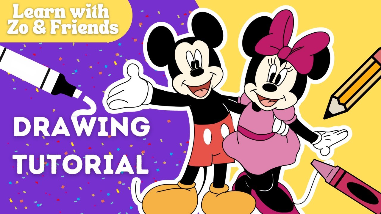 How to draw Mickey and Minnie Mouse - Drawing tutorial for kids ! - YouTube