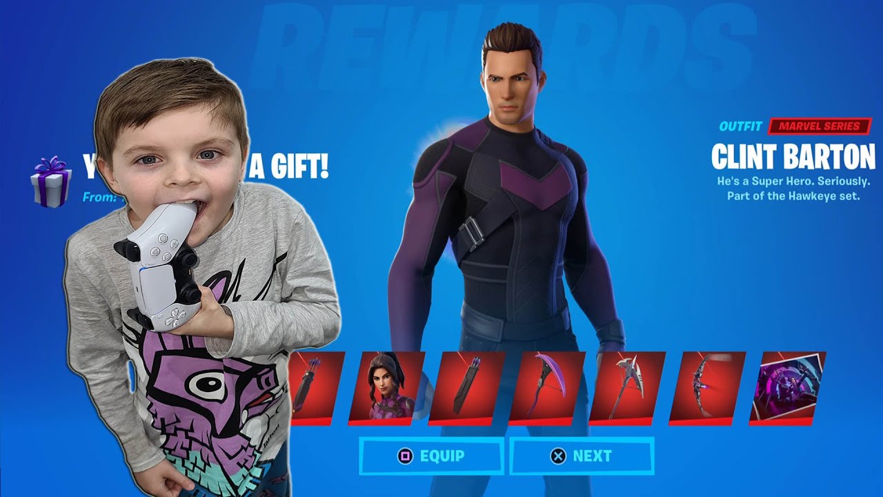 TRUMAnn Giving My 8 Year Old Kid NEW HAWKEYE Marvel Fortnite Bundle ...