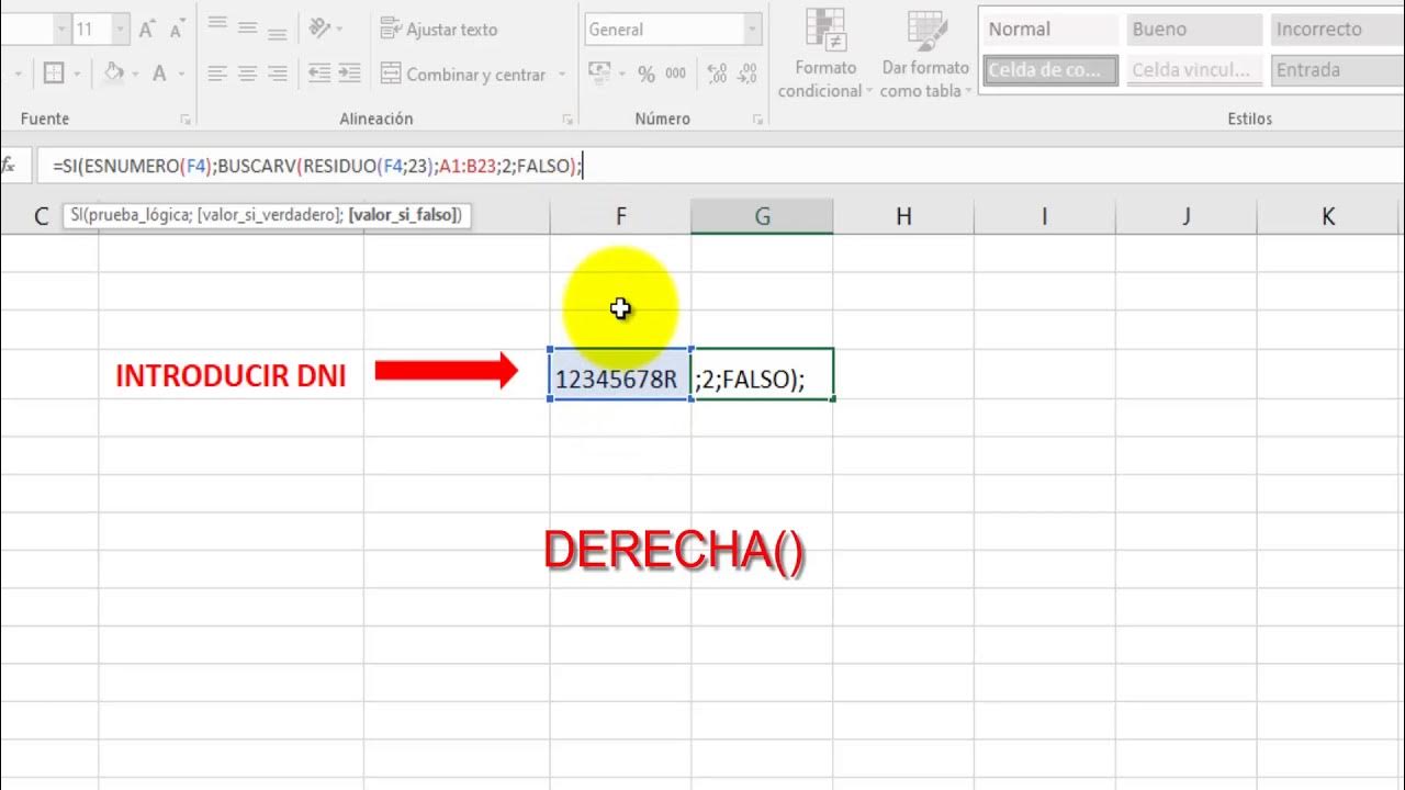 Calcular la letra del DNI con excel - YouTube