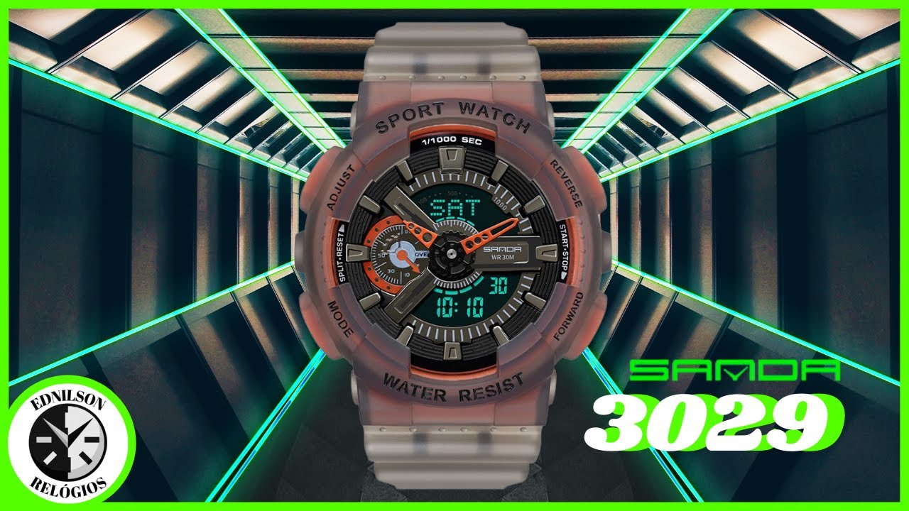 Relógio sanda neon 3029 - YouTube