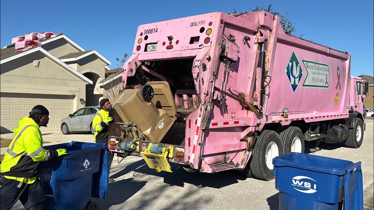Pink Waste Connections Goliath! Mack MRU Rear Loader Garbage Truck ...