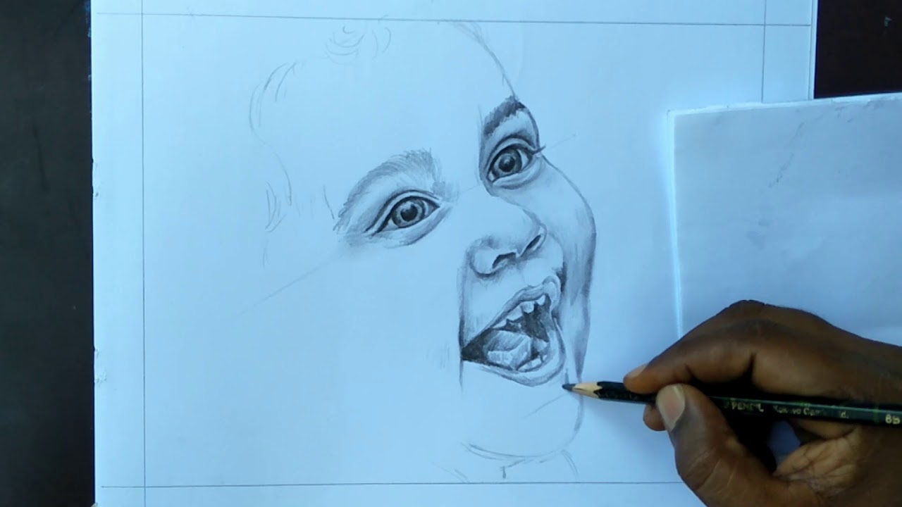 How to Draw a Baby Face portrait Drawing - YouTube