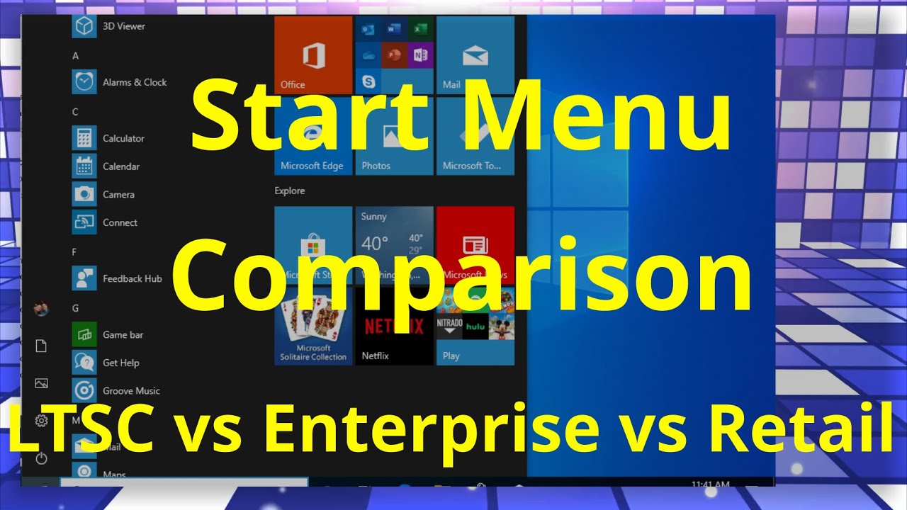 Windows Start Menu Comparison LTSC ENT Retail - YouTube