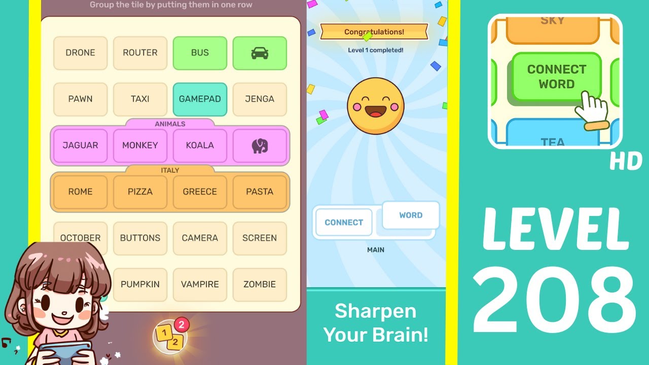 Connect Word Level 208 Answers Walkthrough - YouTube