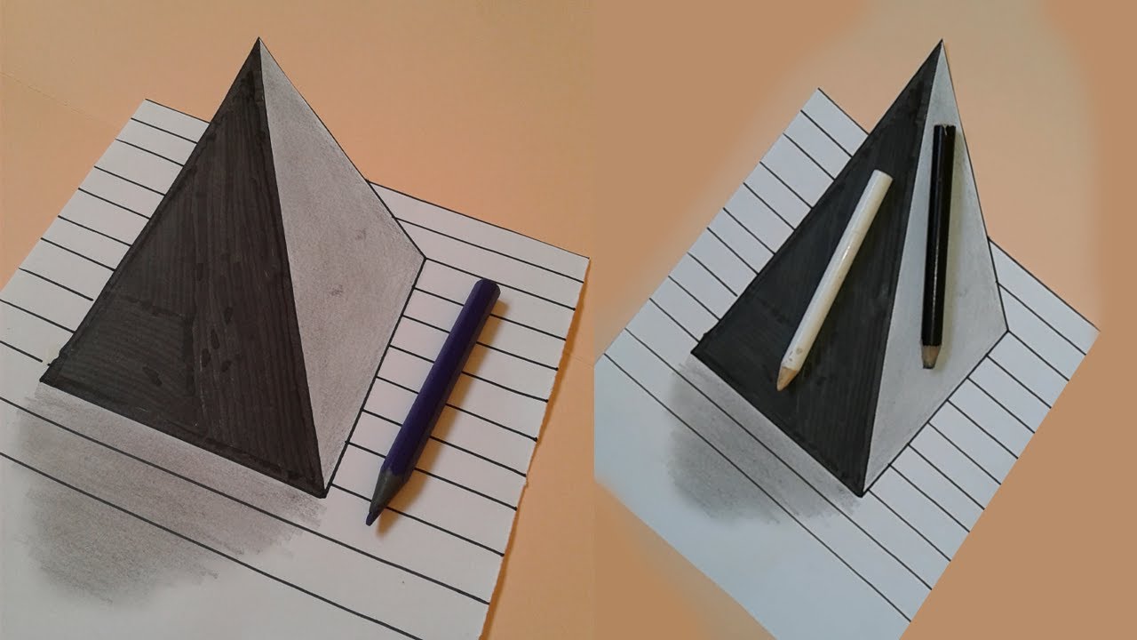 3D pyramid drawing #Draw3d #3dDrawing #3DTrickArtOnPaper #3DTrickArt ...