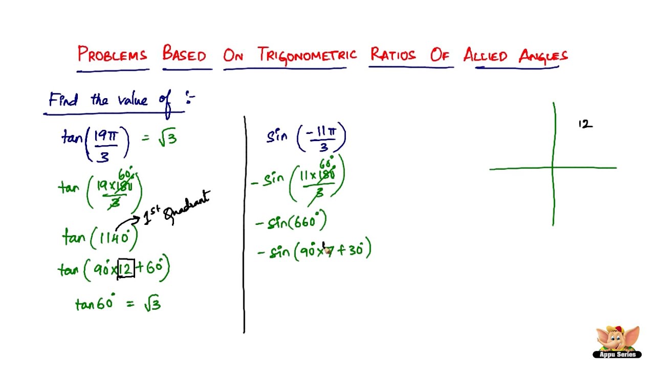 How to solve problems based on trigonometric ratios of allied angles ...