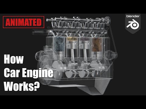 Car Engine 3D Model - Animated